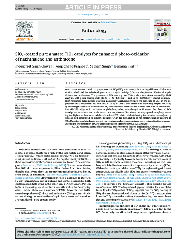 (PDF) SiO2-coated pure anatase TiO2 catalysts for enhanced photo-oxidation of naphthalene and ...