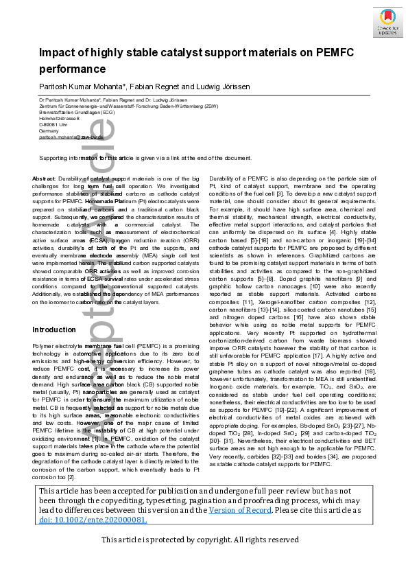 (PDF) Impact of Highly Stable Catalyst Support Materials on Polymer ...