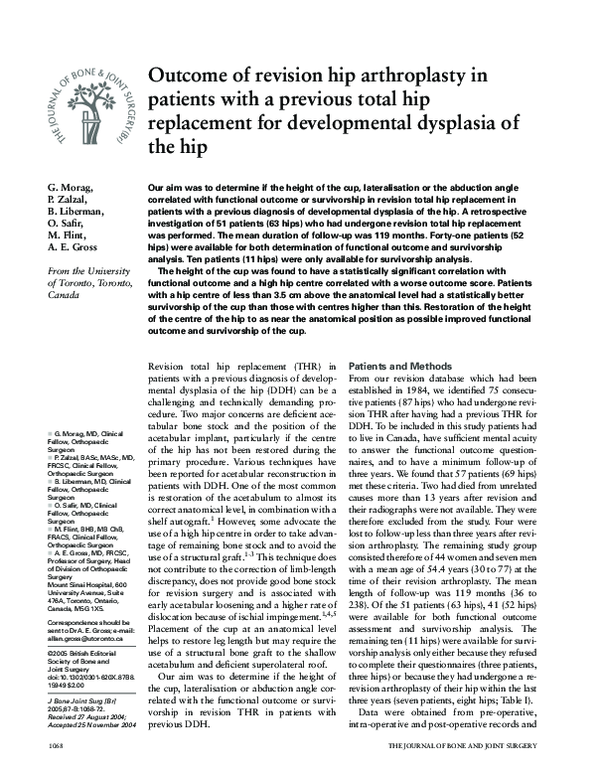 (PDF) Outcome of revision hip arthroplasty in patients with a previous ...