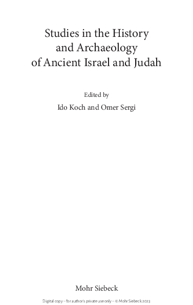 (PDF) Reassessment of the Benjaminite Settlements in the Fifth and ...