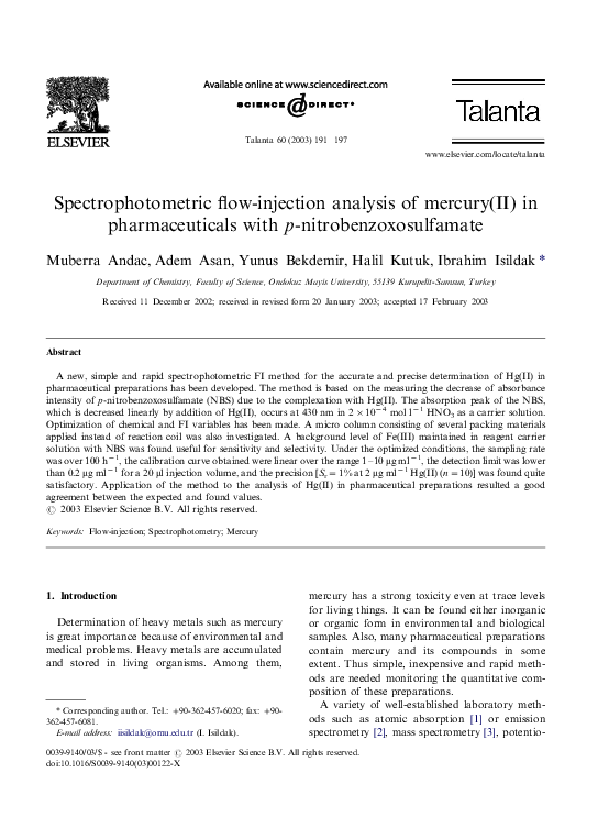 (PDF) Spectrophotometric flow-injection analysis of mercury(II) in pharmaceuticals with p ...