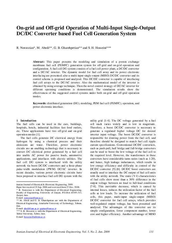 (PDF) On-grid and off-grid operation of multi-input single-output DC/DC converter based fuel ...