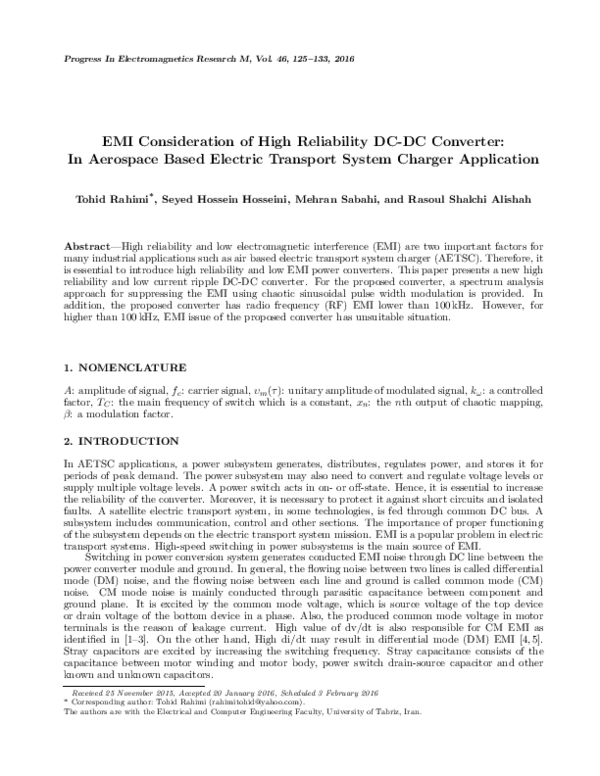 (PDF) Emi Consideration of High Reliability DC-DC Converter: In ...