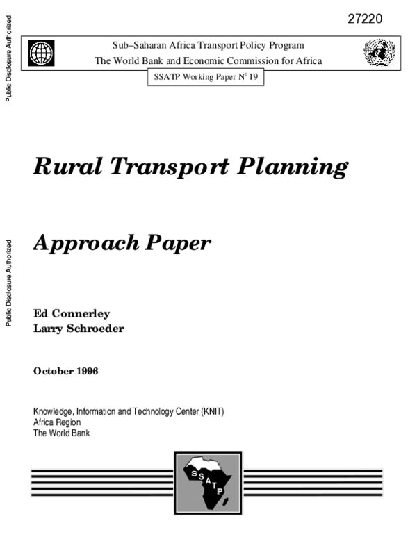 (PDF) Rural transport planning : approach paper