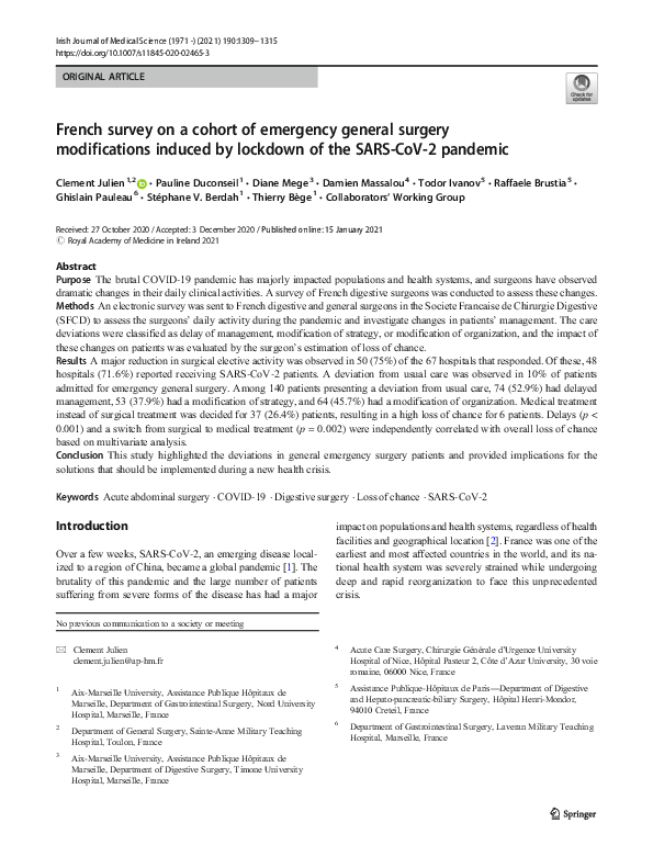 (PDF) French survey on a cohort of emergency general surgery ...