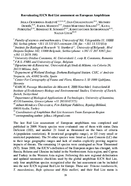 (PDF) Reevaluating IUCN Red List assesment on European amphibians