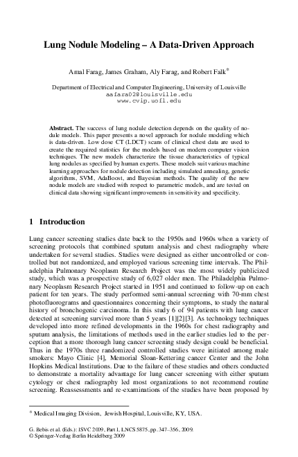 (PDF) Lung Nodule Modeling – A Data-Driven Approach