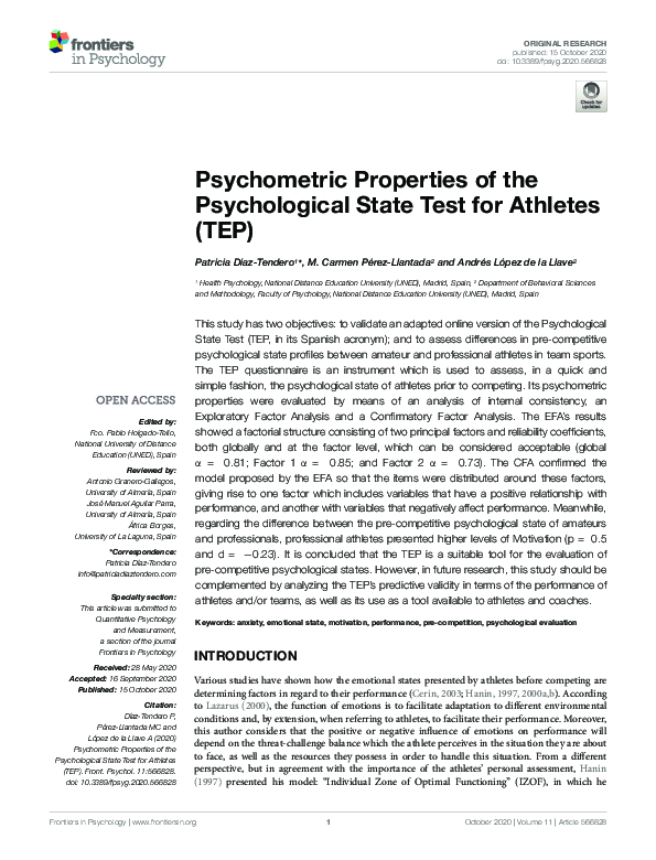 (PDF) Psychometric Properties of the Psychological State Test for ...