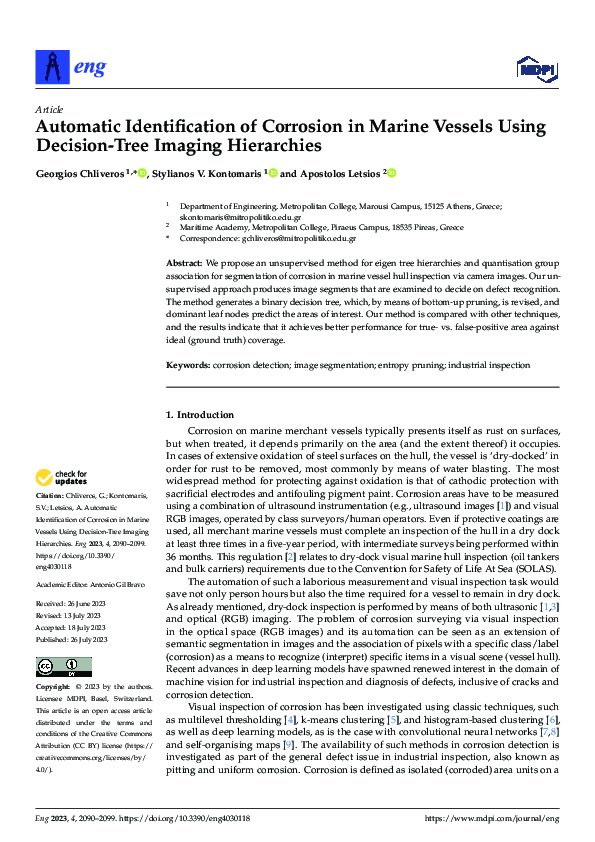 (PDF) Automatic Identification of Corrosion in Marine Vessels Using Decision-Tree Imaging ...