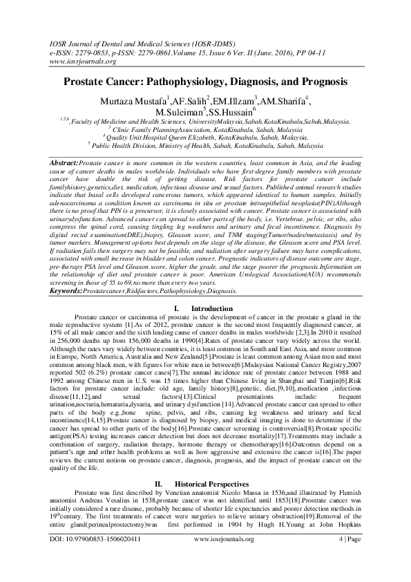 (PDF) Prostate cancer: pathophysiology, diagnosis, and prognosis
