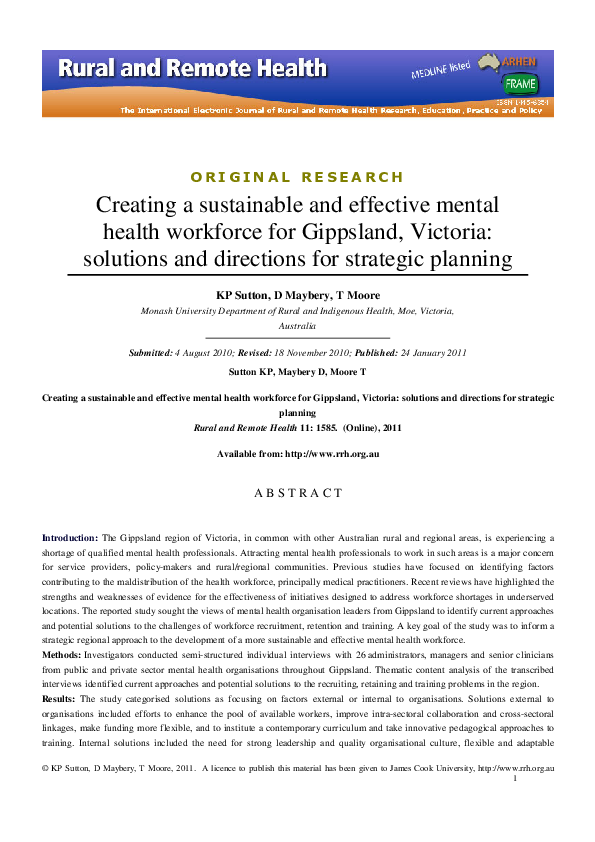 Creating a sustainable and effective mental health workforce for ...