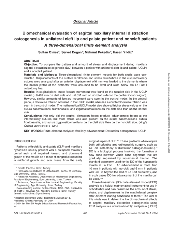 (PDF) Biomechanical evaluation of sagittal maxillary internal distraction osteogenesis in ...