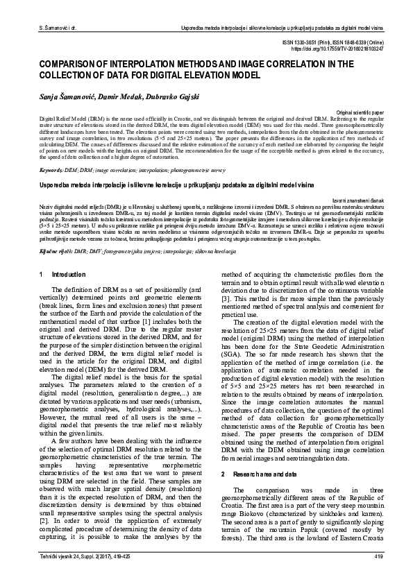 Pdf Comparison Of Interpolation Methods And Image Correlation In The Collection Of Data For