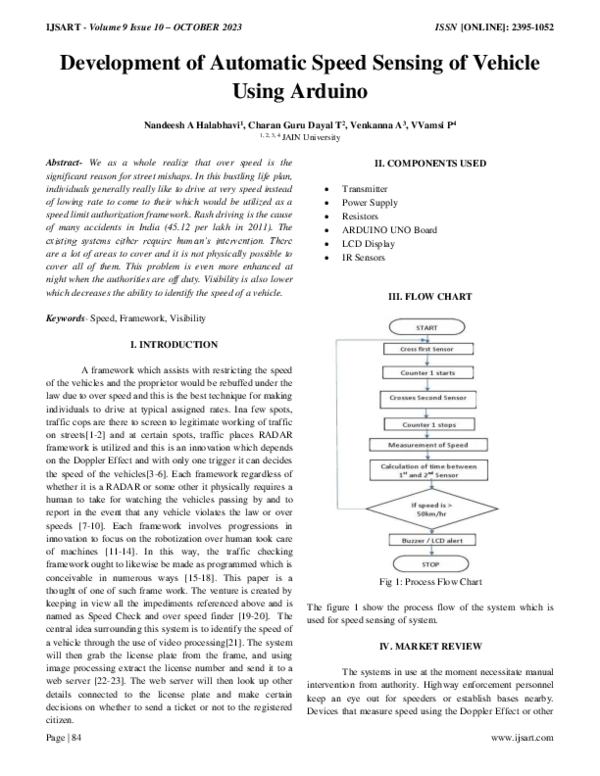 Pdf Development Of Automatic Speed Sensing Of Vehicle Using Arduino 3489