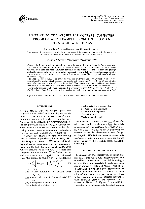 (PDF) Simulating the Archie parameters: Computer program and example from the permian strata of ...