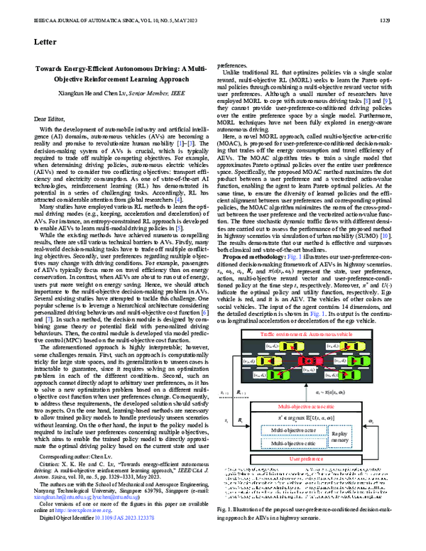 Pdf Towards Energy Efficient Autonomous Driving A Multi Objective