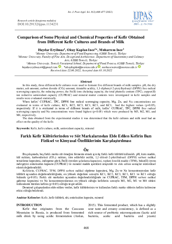 (PDF) Comparison of Some Physical and Chemical Properties of Kefir ...