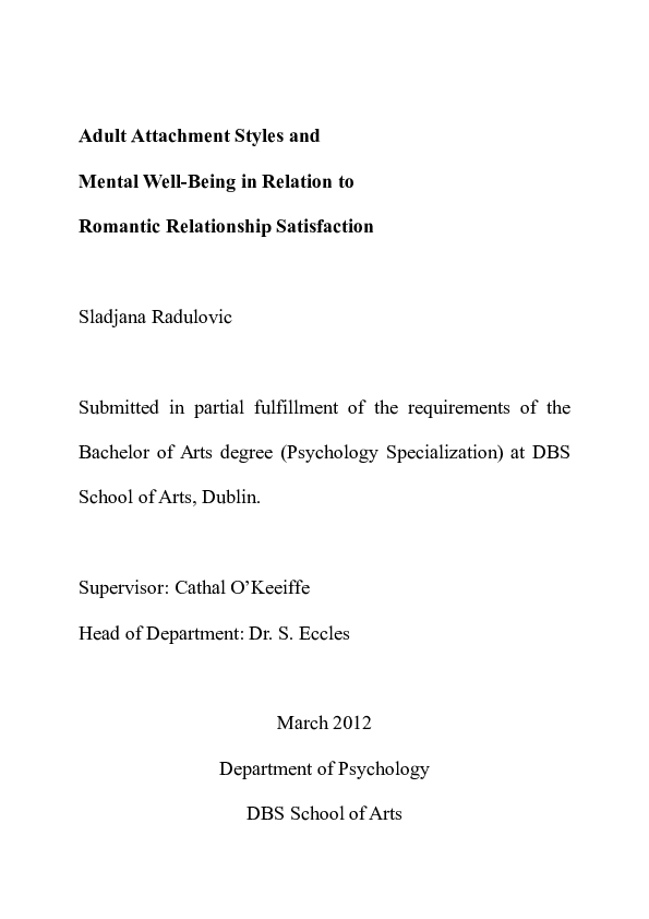 (PDF) Adult attachment styles and mental well-being in relation to ...