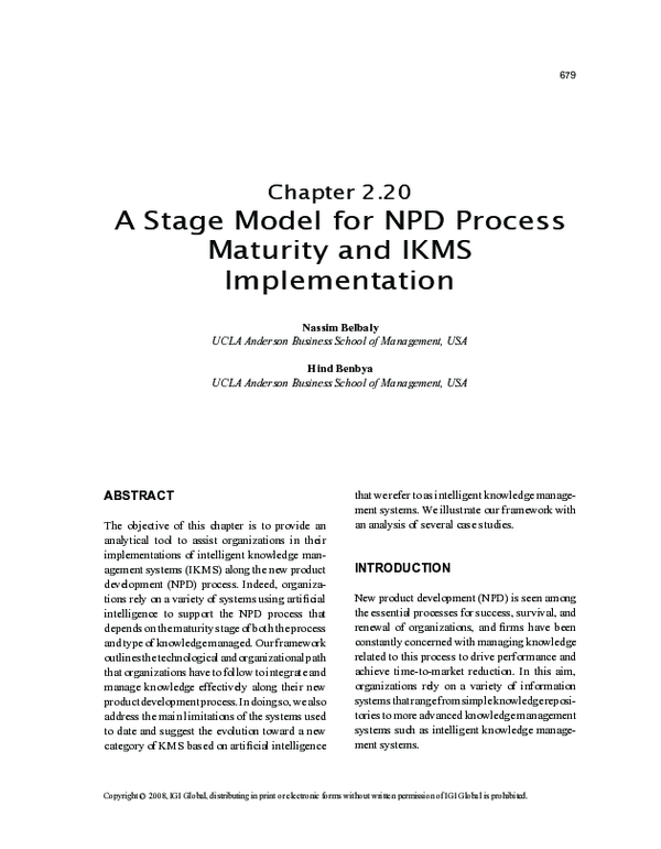 (PDF) A Stage Model for NPD Process Maturity and IKMS Implementation