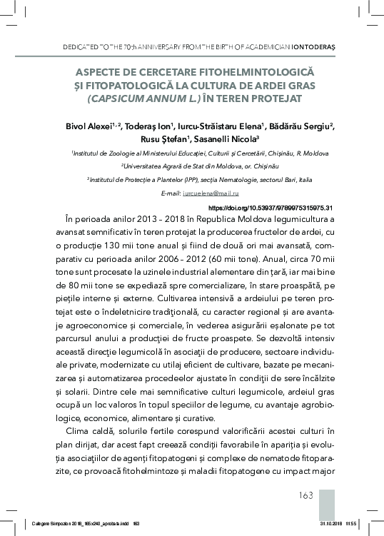 (PDF) Aspecte de cercetare fitohelmintologică și fitopatologică la cultura de ardei gras ...