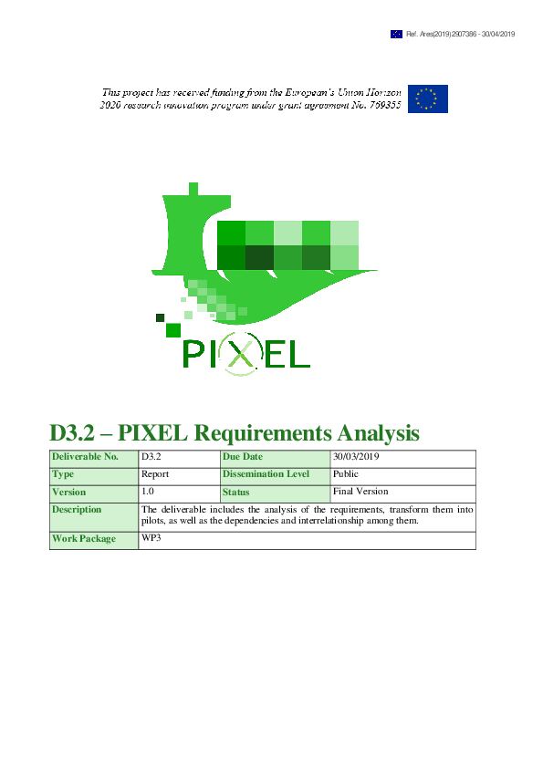 (PDF) D3.2 – PIXEL Requirements Analysis