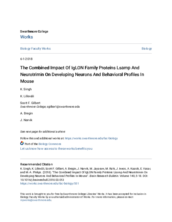 (PDF) The combined impact of IgLON family proteins Lsamp and ...