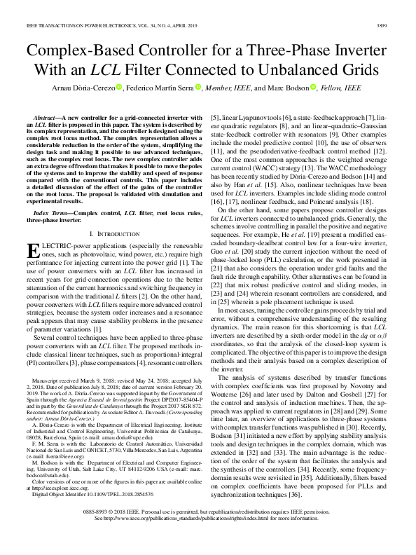 (PDF) Complex-Based Controller for a Three-Phase Inverter With an LCL ...
