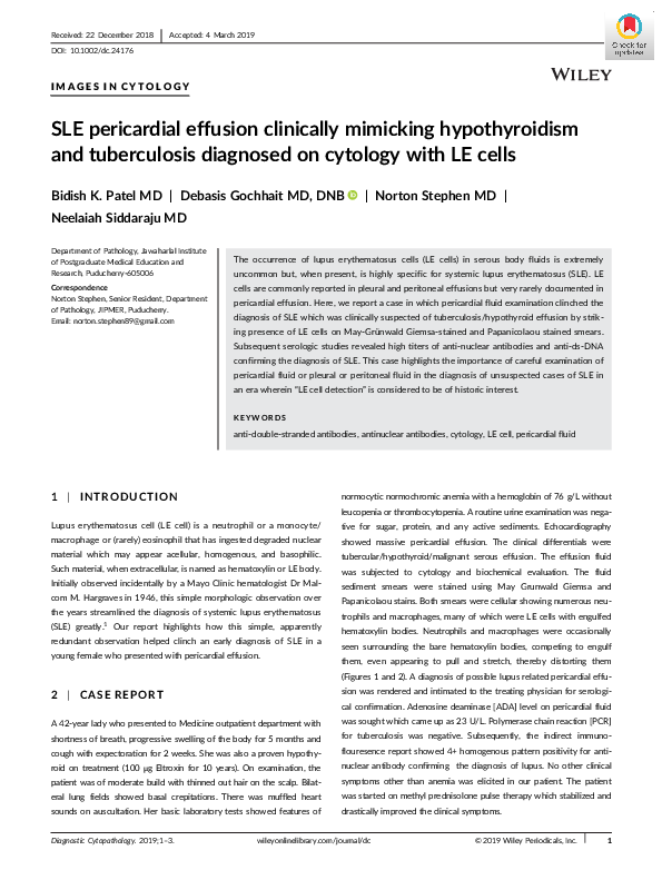 (PDF) SLE pericardial effusion clinically mimicking hypothyroidism and ...