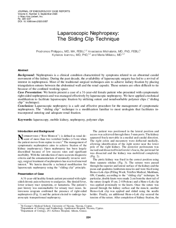 (PDF) Laparoscopic Nephropexy: The Sliding Clip Technique | Kyriakos ...