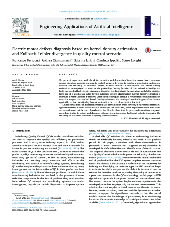 (PDF) Electric motor defects diagnosis based on kernel density estimation and Kullback–Leibler ...