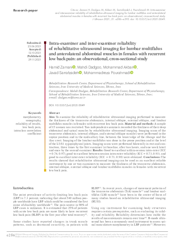 (PDF) Intra-examiner and inter-examiner reliability of rehabilitative ...