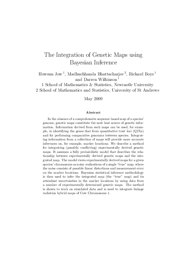 The Integration of Genetic Maps Using Bayesian Inference