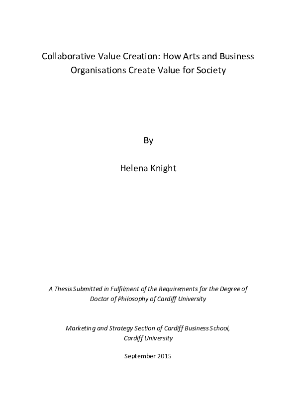 (PDF) Collaborative value creation: how arts and business organisations ...