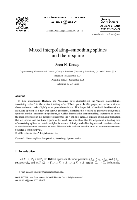 (PDF) Mixed interpolating–smoothing splines and the ν-spline (PDF) Mixed interpolating–smoothing splines and the ν-spline
