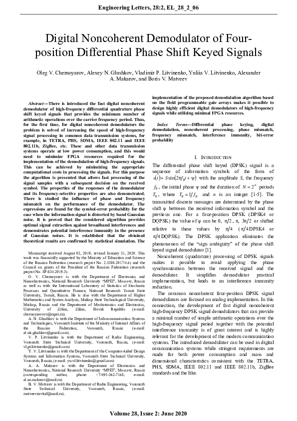(PDF) Fast Digital Noncoherent Demodulator for DPSK
