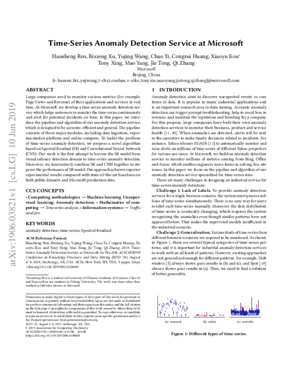 (PDF) Time-Series Anomaly Detection Service at Microsoft