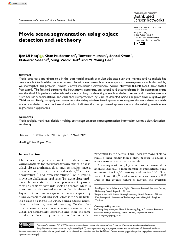 Pdf Movie Scene Segmentation Using Object Detection And Set Theory