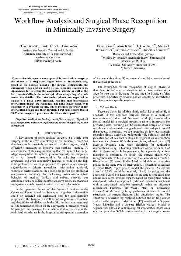 (PDF) Workflow analysis and surgical phase recognition in minimally ...