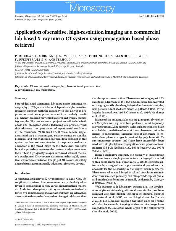 (PDF) Application of sensitive, high-resolution imaging at a commercial lab-based X-ray micro-CT ...