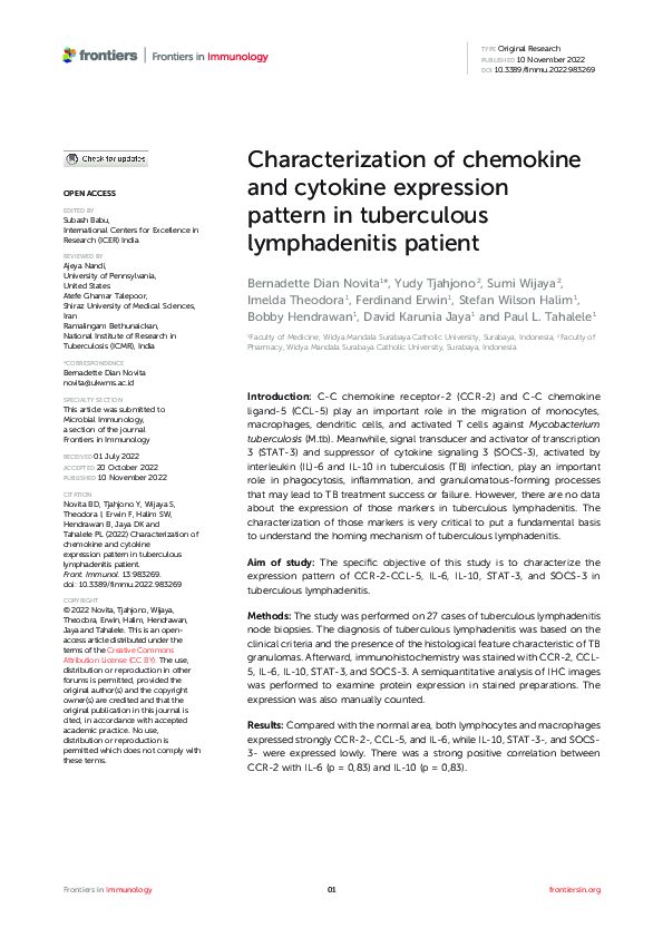 (PDF) Characterization of chemokine and cytokine expression pattern in ...