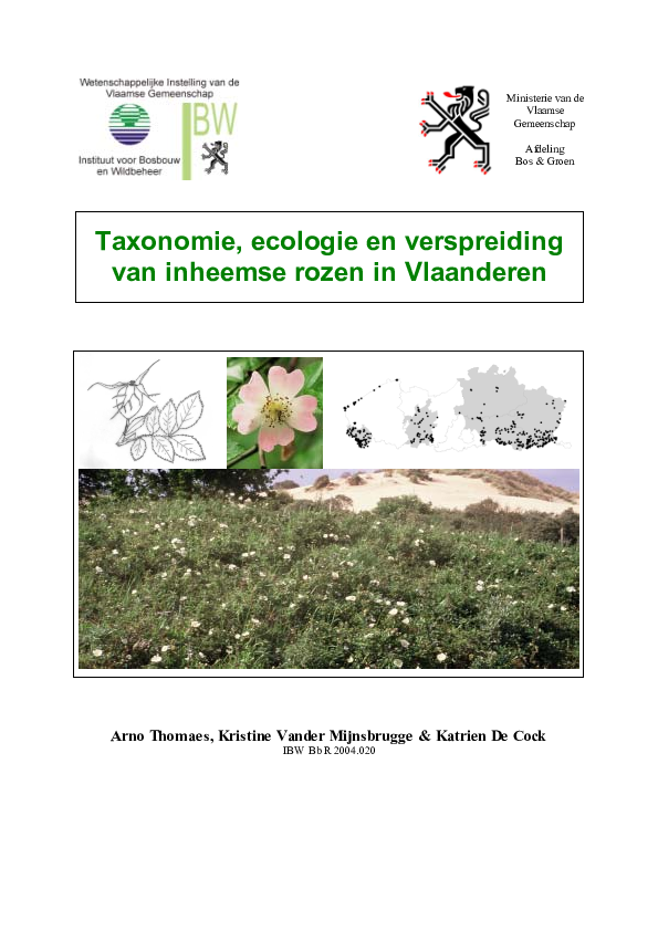 (PDF) Taxonomie, ecologie en verspreiding van inheemse rozen in vlaanderen