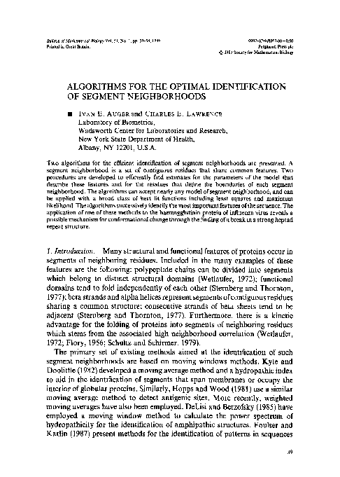 (PDF) Algorithms for the optimal identification of segment neighborhoods