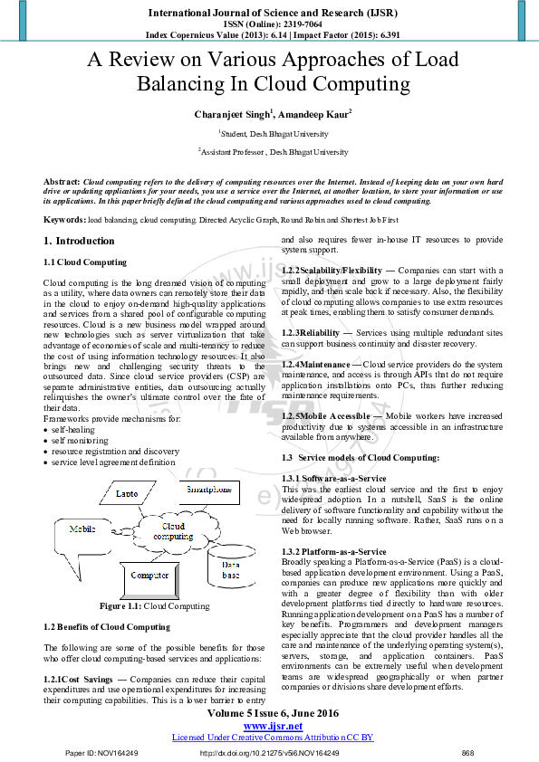 (PDF) A Review on Various Approaches of Load Balancing In Cloud Computing