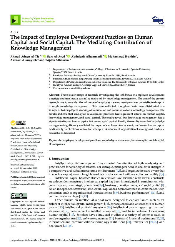 (PDF) The Impact of Employee Development Practices on Human Capital and Social Capital: The ...