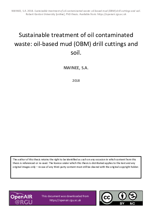 (PDF) Sustainable treatment of oil contaminated waste: oil-based mud ...