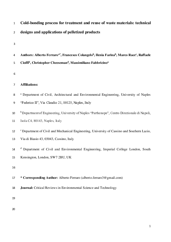 (PDF) Cold-bonding process for treatment and reuse of waste materials ...