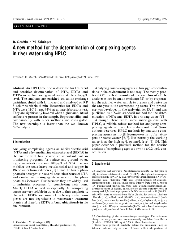 (PDF) A new method for the determination of complexing agents in river water using HPLC