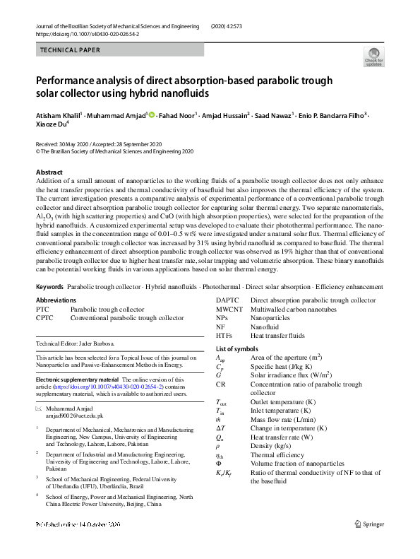 Pdf Enhancing Solar Collector Efficiency With Nanofluids