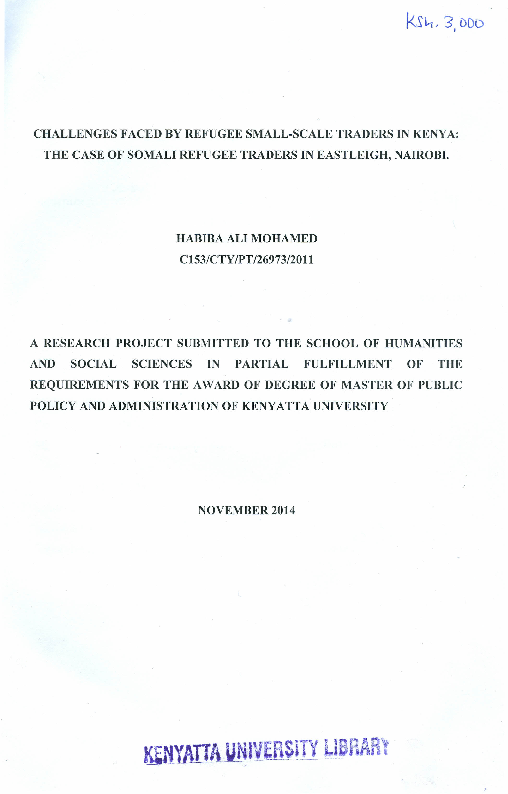 (PDF) Challenges faced by refugee small-scale traders in Kenya: the ...