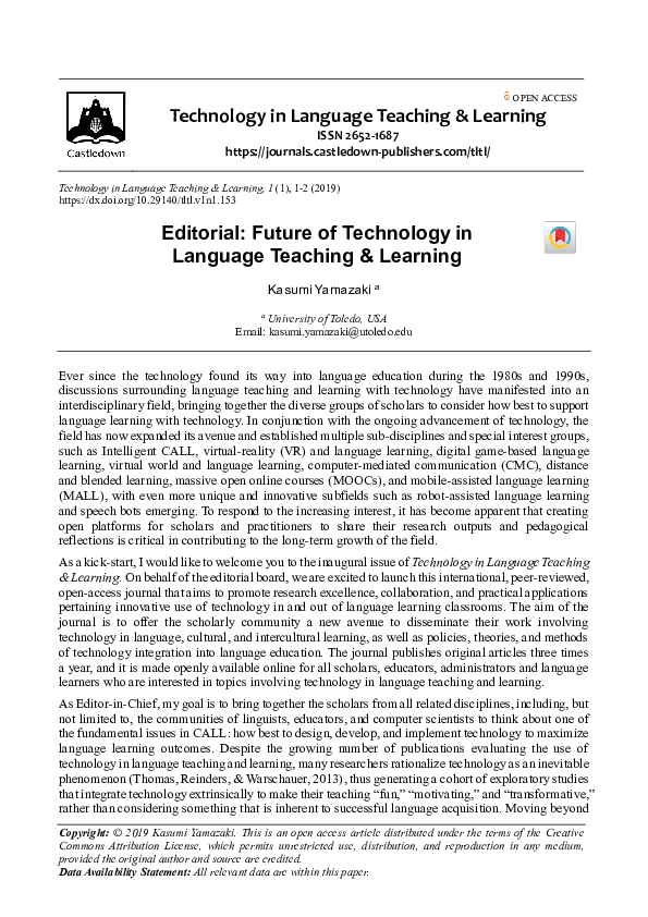 (PDF) Future of technology in language teaching and learning